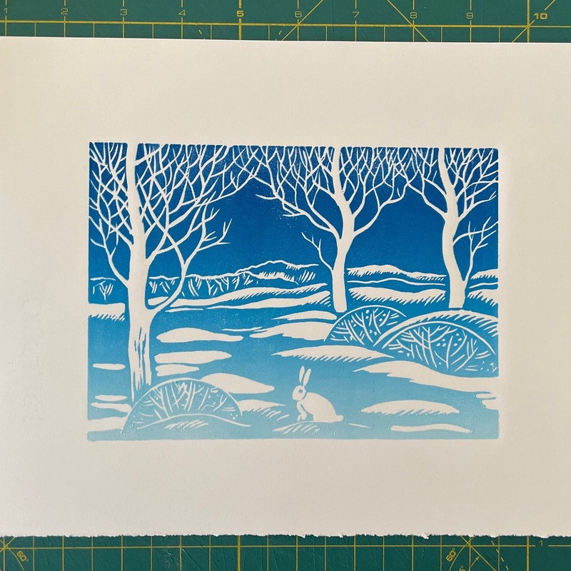 Linocut Landscape - Etsy