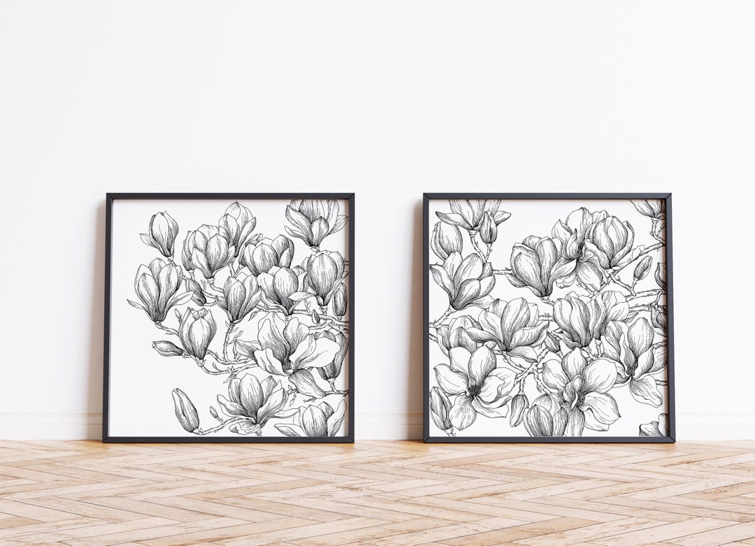 Magnolia Print Set of 2 Magnolia Wall Art Magnolia Wall - Etsy