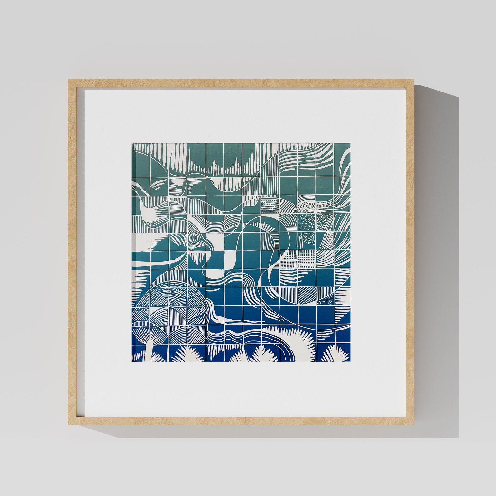 Original Linocut Print Abstract Linocut Print Desert Twilight 1 Wall ...