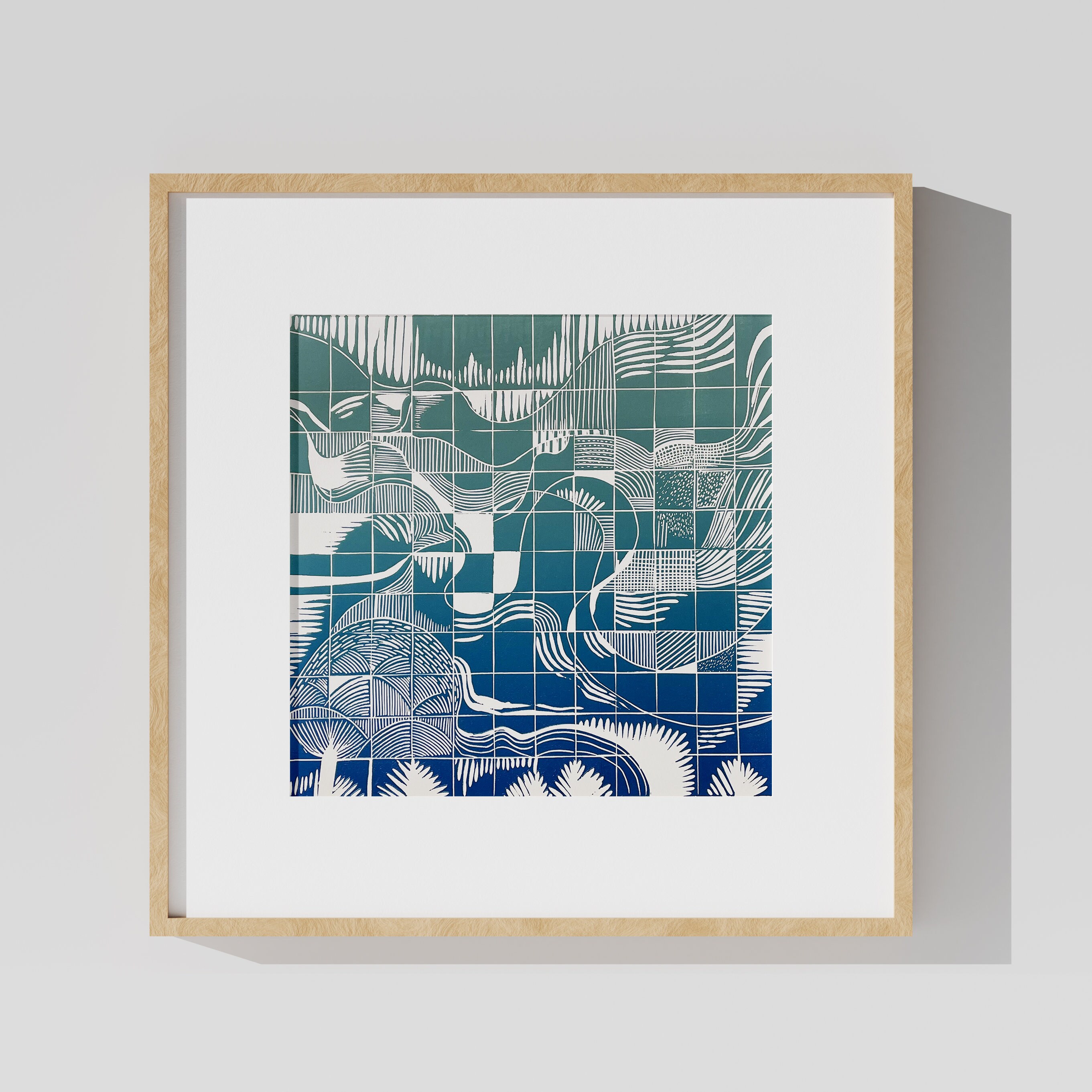 Original Linocut Print Abstract Linocut Print Desert Twilight 1 Wall ...