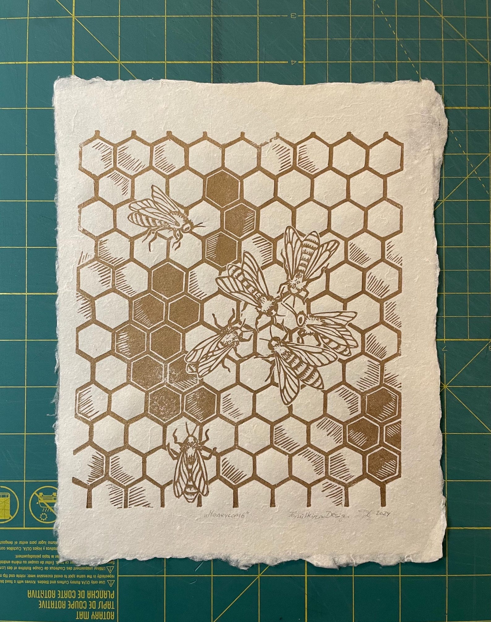 Bee Linocut Print - Honey Bee Linocut Print - Original Bee Linocut ...