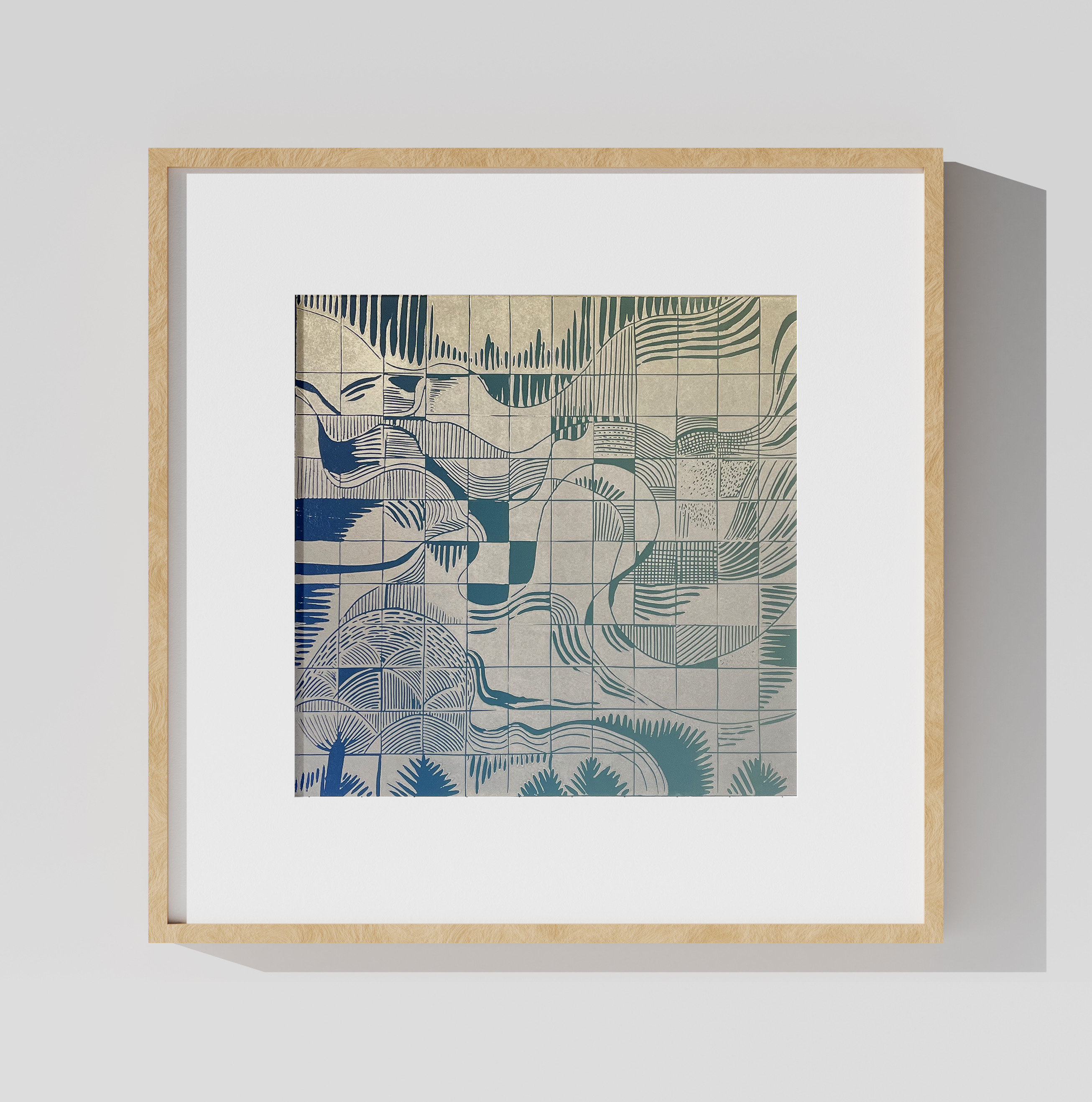 Original Linocut Print Abstract Linocut Print Silver Landscape 1 Wall ...