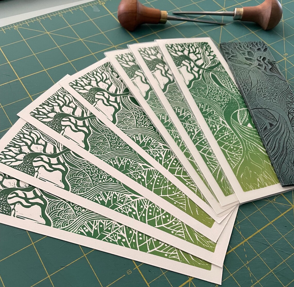 Handmade Linocut Bookmark: "trees and Roots" Original Design - Etsy