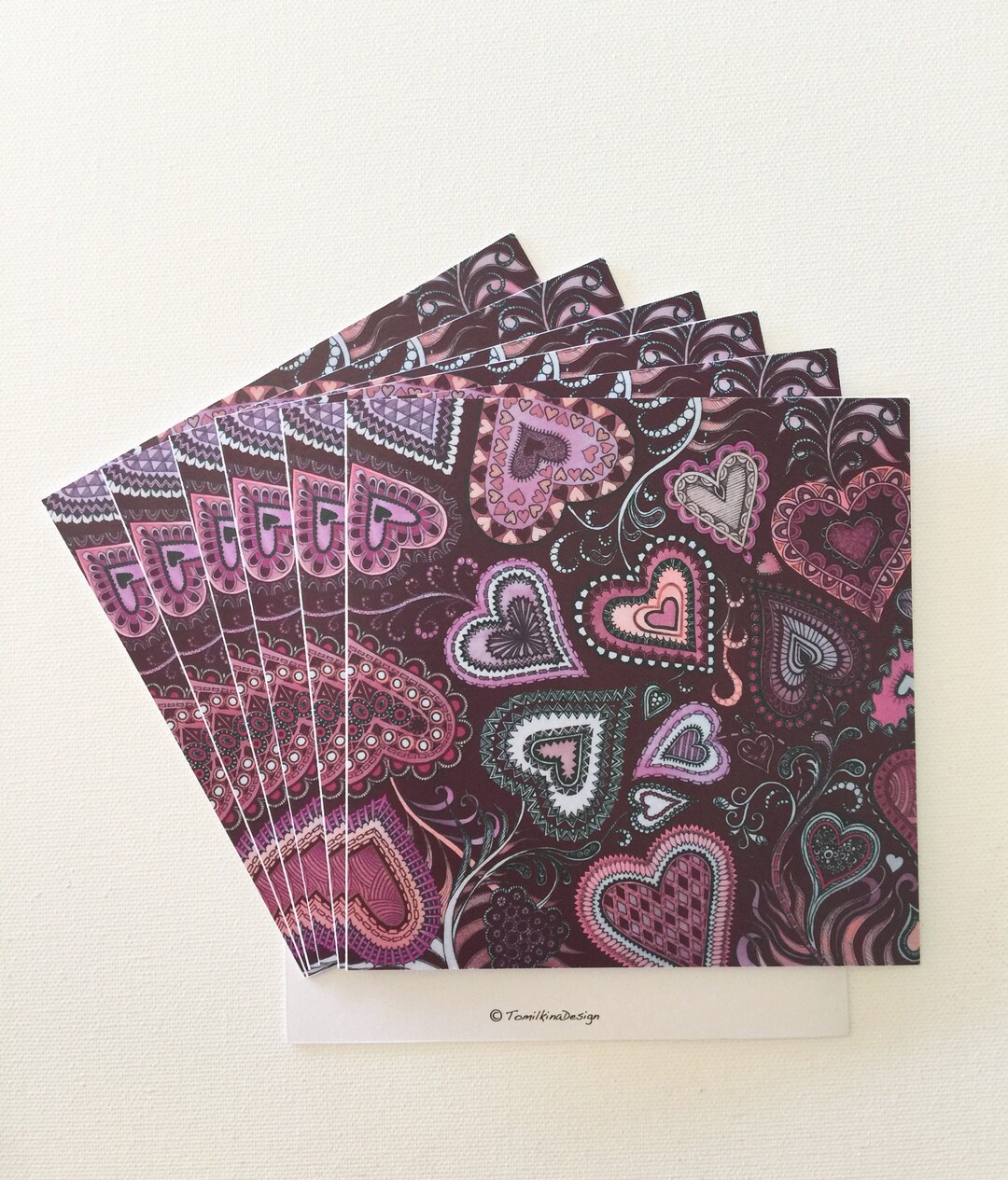 Hearts Greeting Cards with Envelopes Original Artwork Hearts Design ...