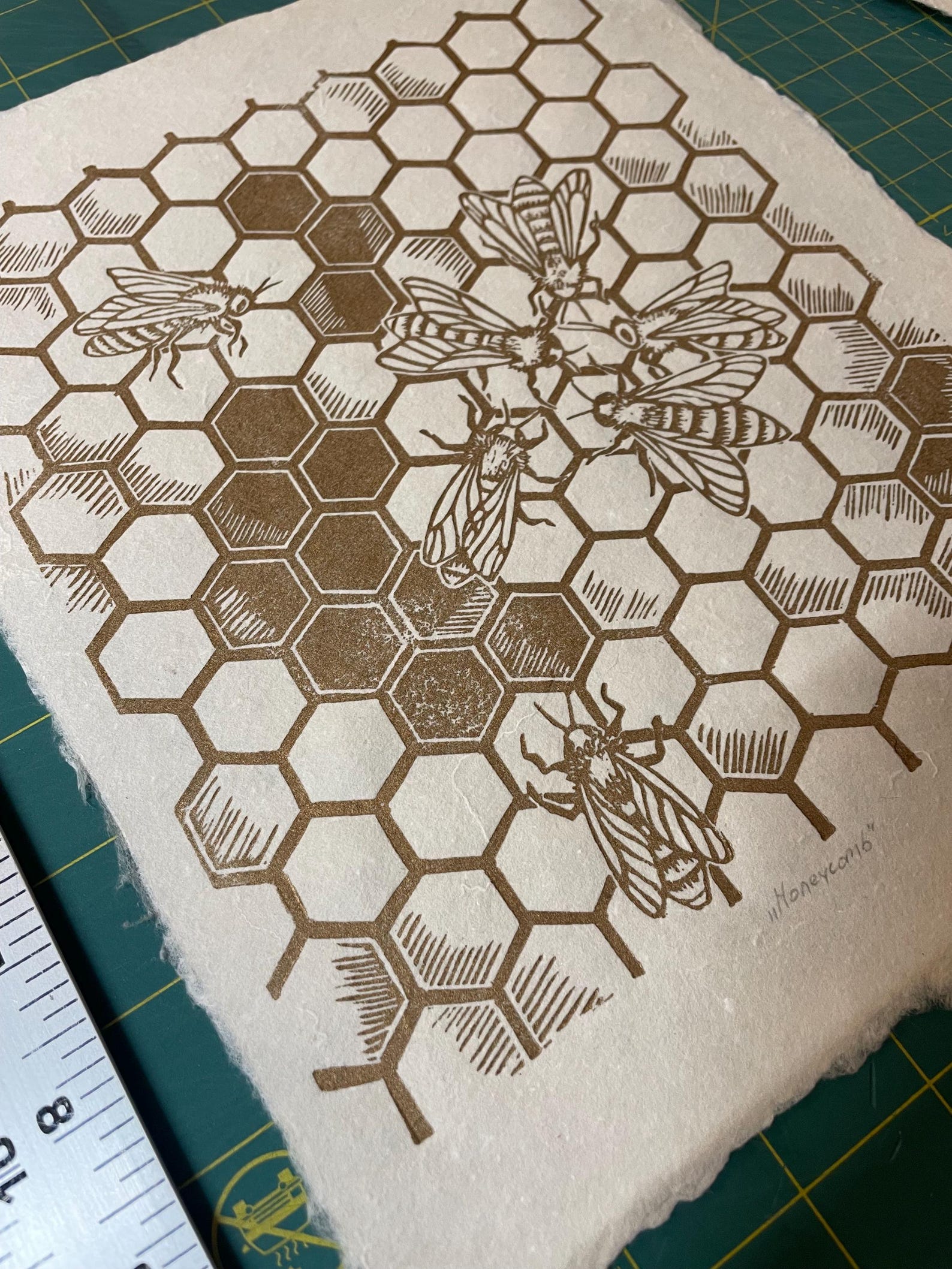 Bee Linocut Print - Honey Bee Linocut Print - Original Bee Linocut ...