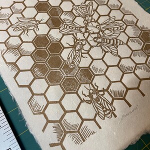 Bee Linocut Print - Honey Bee Linocut Print - Original Bee Linocut ...