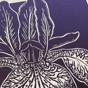 Iris Original Linocut Print - Purple Iris Flower Print - Limited ...