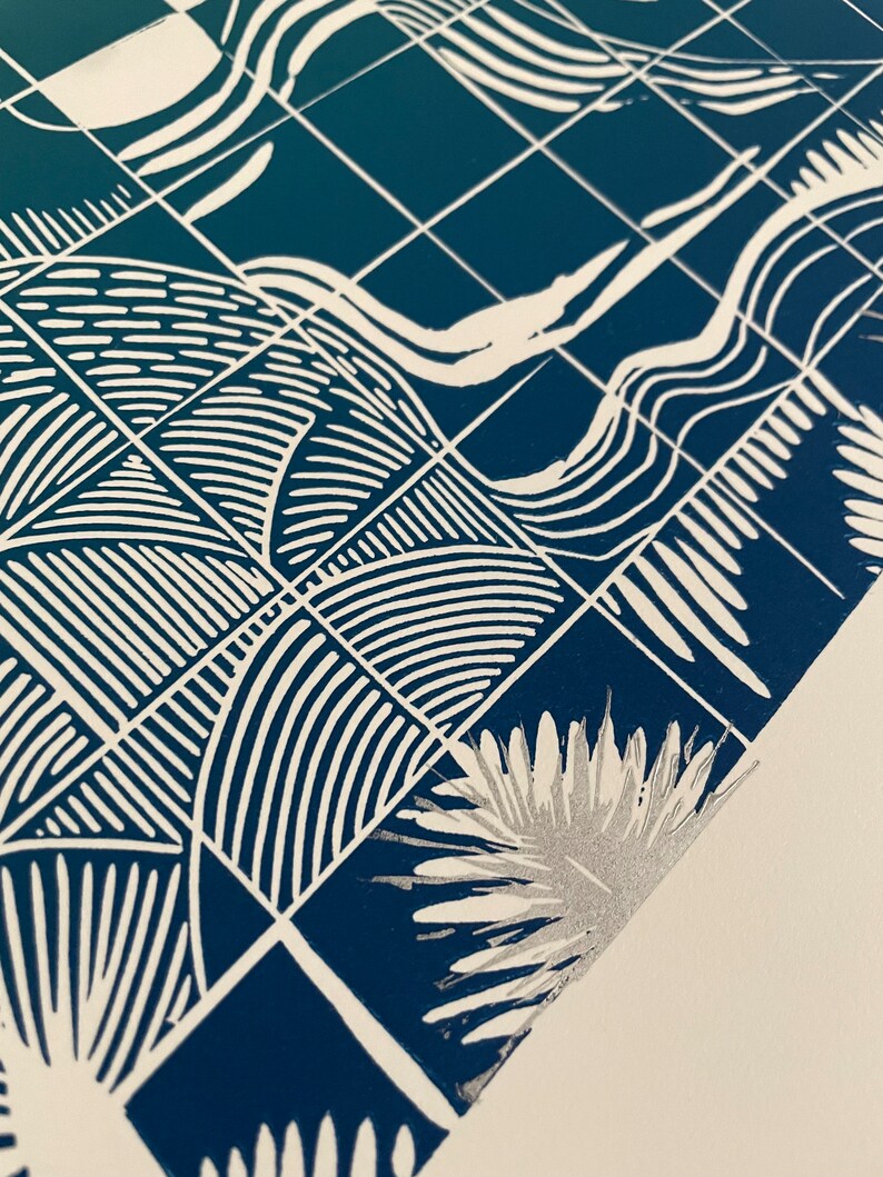 Original Linocut Print Abstract Linocut Print Desert Twilight 2 Wall ...