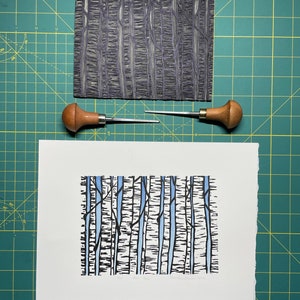 Birch Trees Original Linocut Print - Birch Trees Limited Edition ...