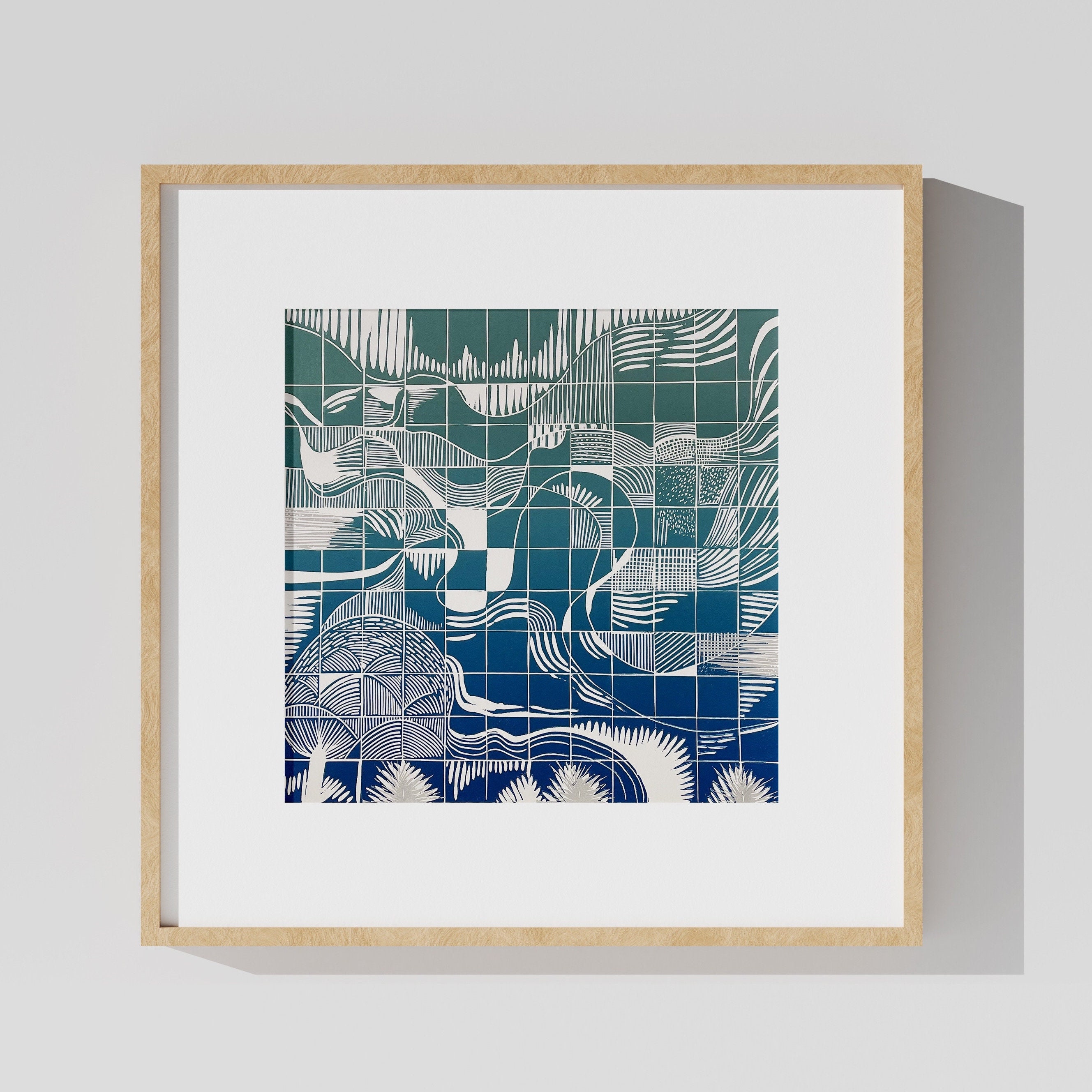 Original Linocut Print Abstract Linocut Print Desert Twilight 2 Wall ...