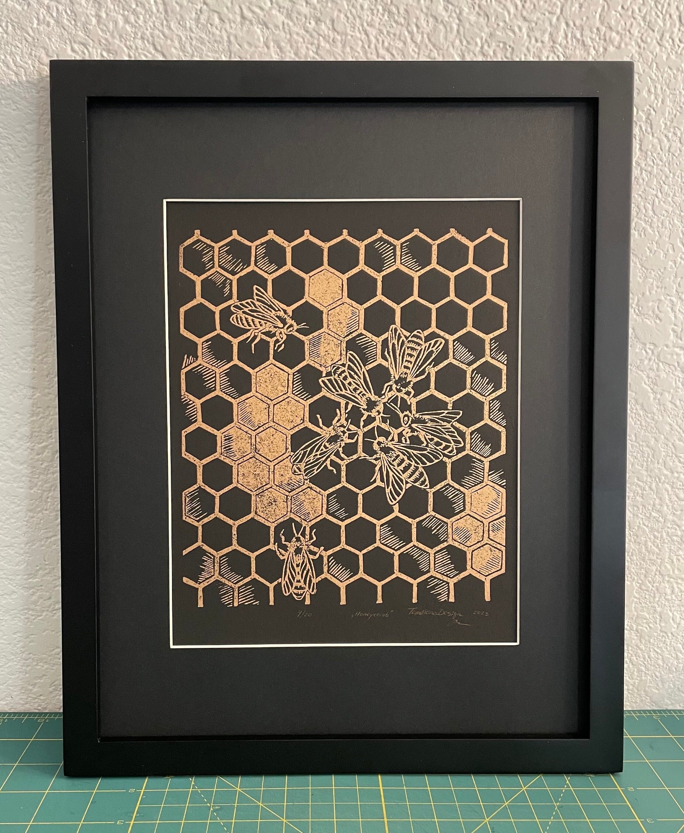 Bee Linocut Print - Honey Bee Linocut Print - Original Bee Lino Print ...