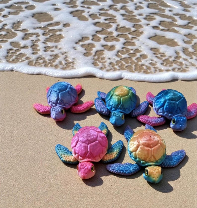3d Printed Turtle Figurines Different Colours - Etsy