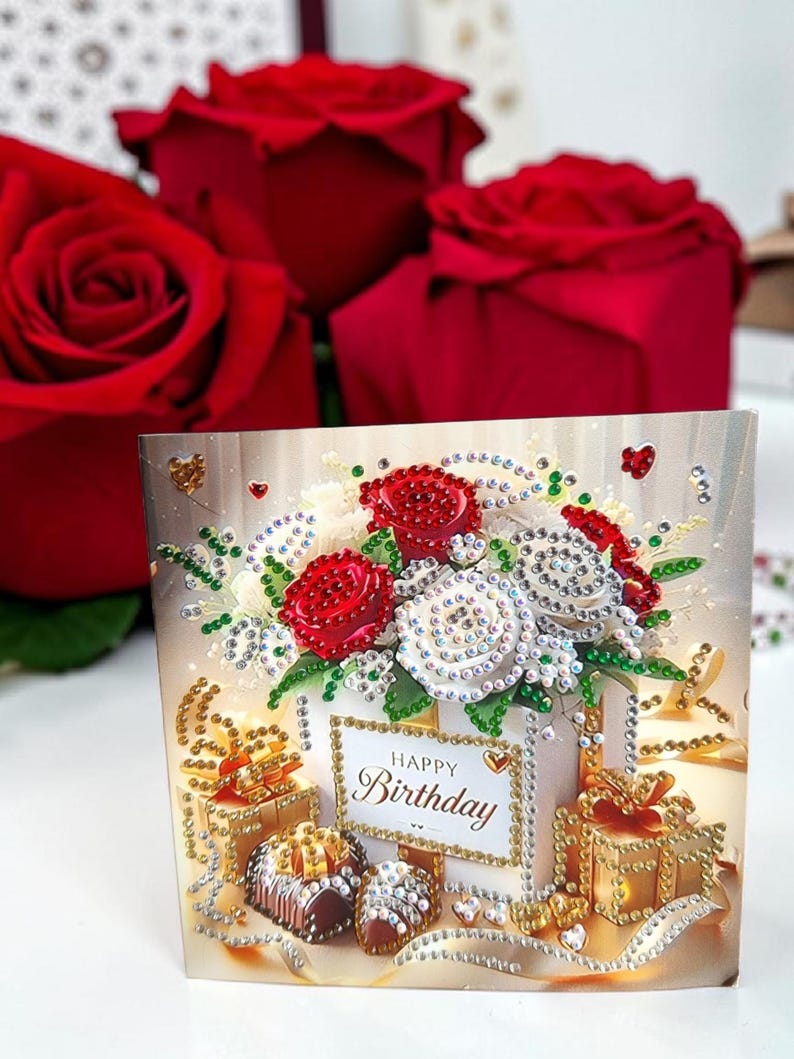 Handmade Birthday Cards With Envelopes Various Designs Diamond Art - Etsy