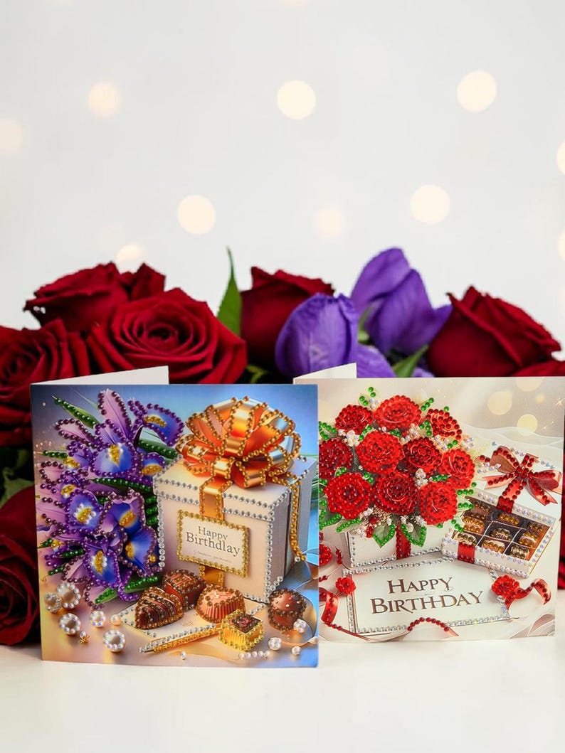 Handmade Birthday Cards With Envelopes Various Designs Diamond Art - Etsy