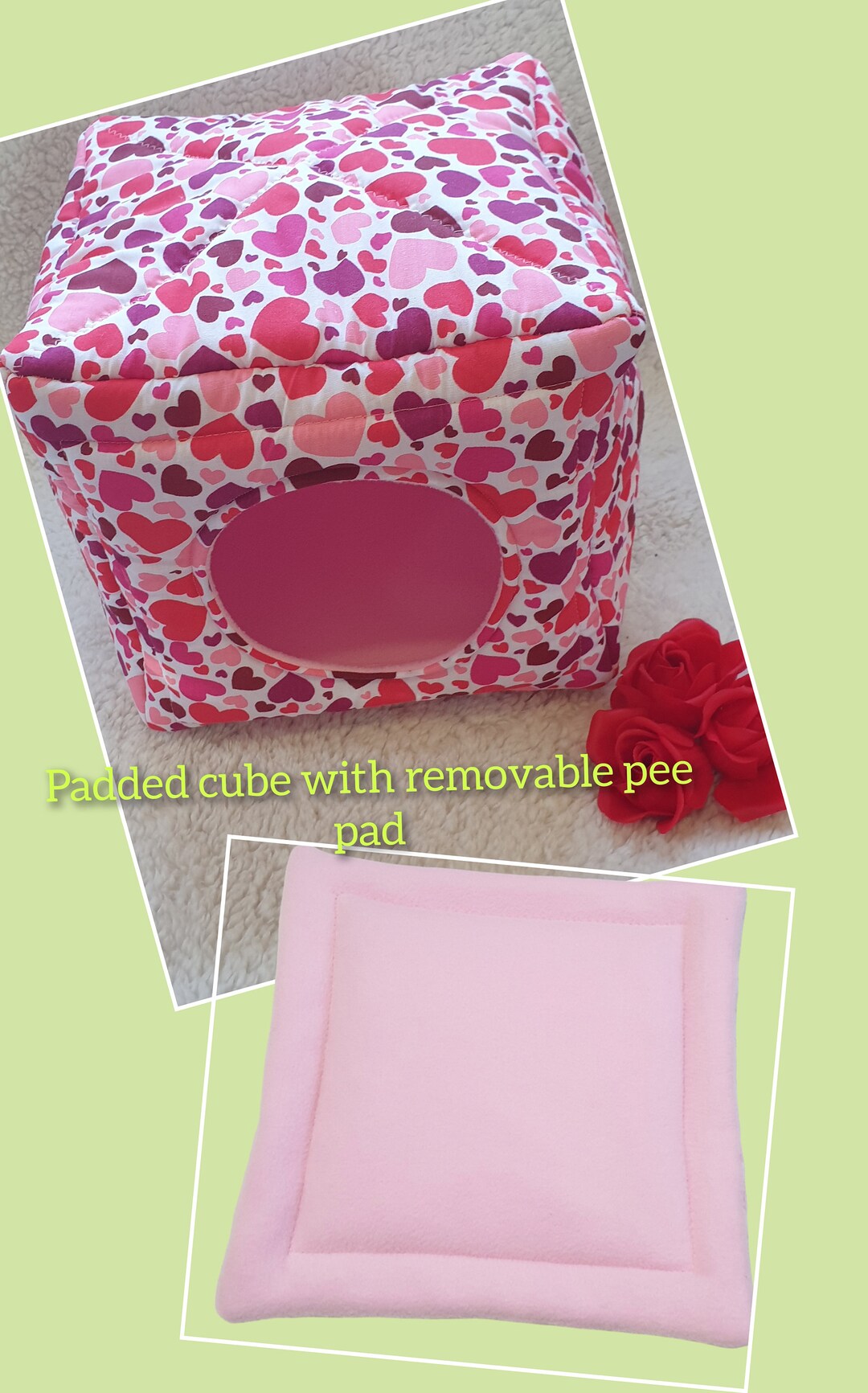 Padded Jumbo Freestanding Cube Pet Bed House With Removable Pee Pad for ...