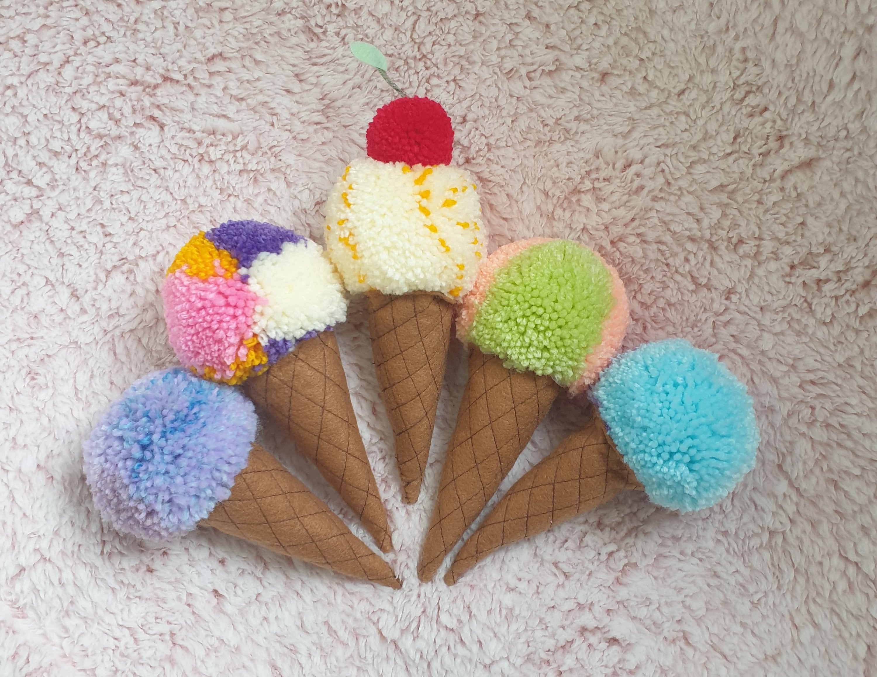 Pom Pom ice cream cone decorationspom pom garlandnursery | Etsy