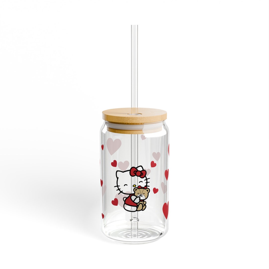 Hello Kitty Glass Cup, Sanrio Cup, Sanrio, Coffee Cup, Hello Kitty, Red ...