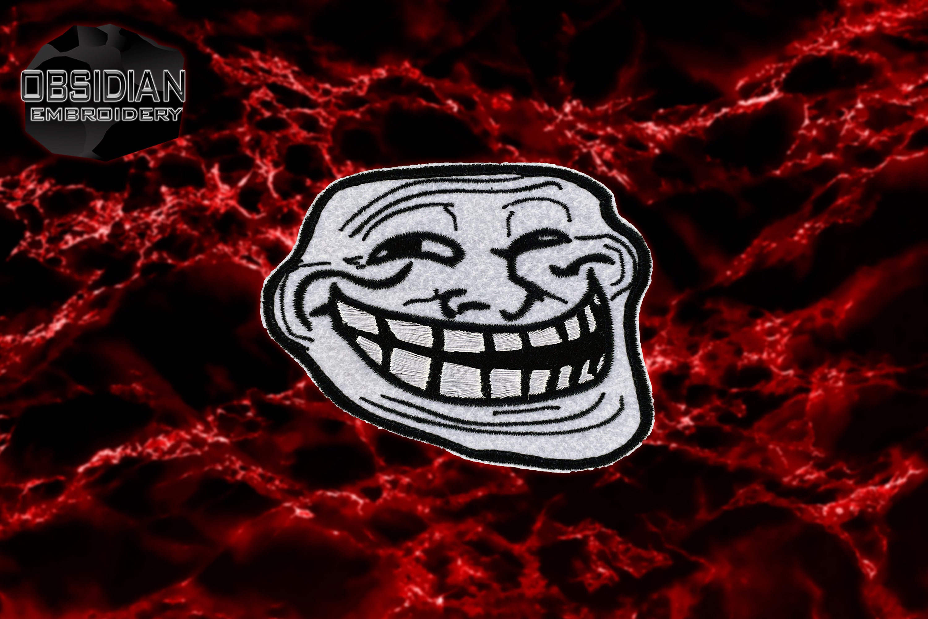 Trollface meme bordado pequeño parche 10 x 8 cm | Etsy