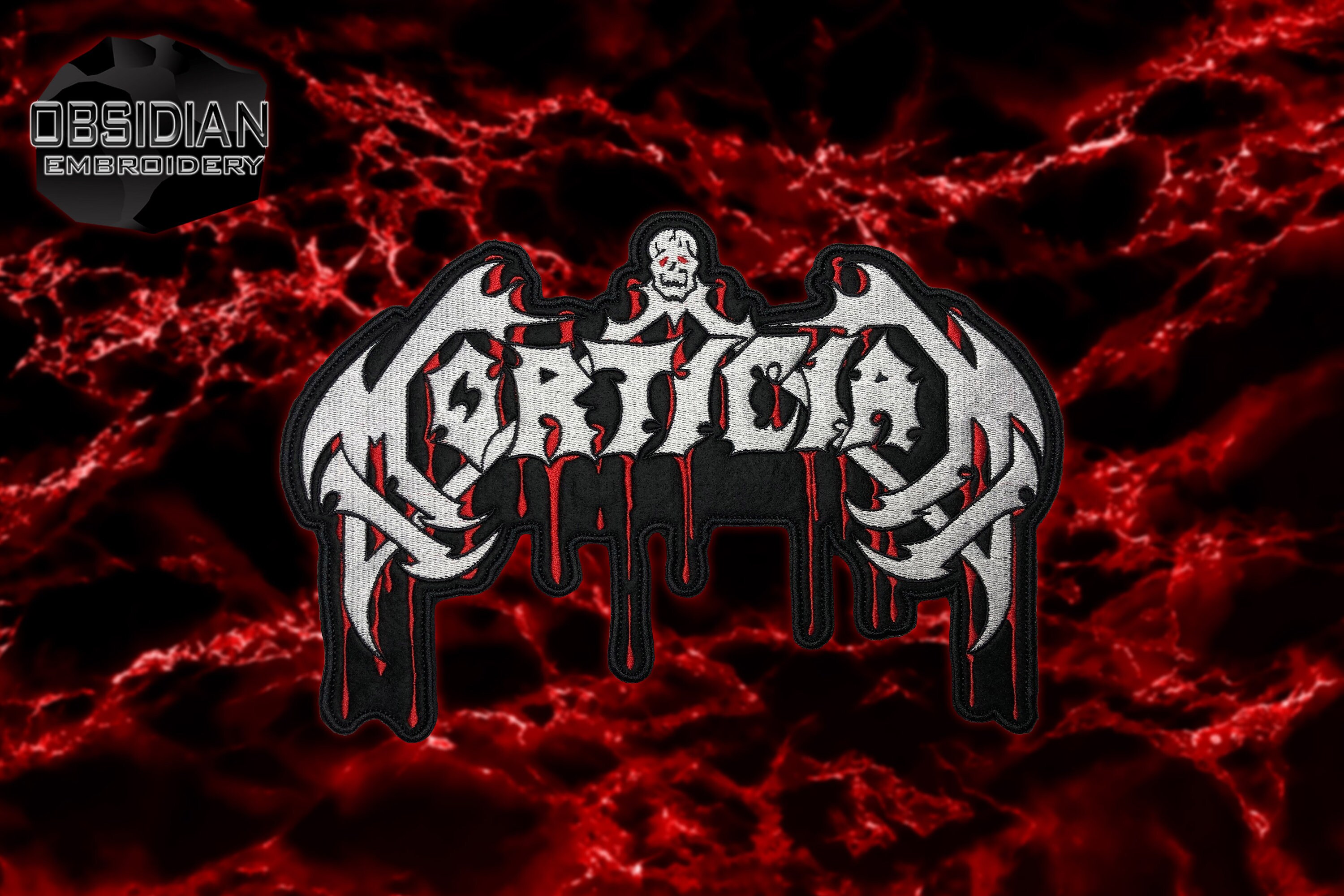 Mortician band embroidered big back patch 28 x 19 cm | Etsy