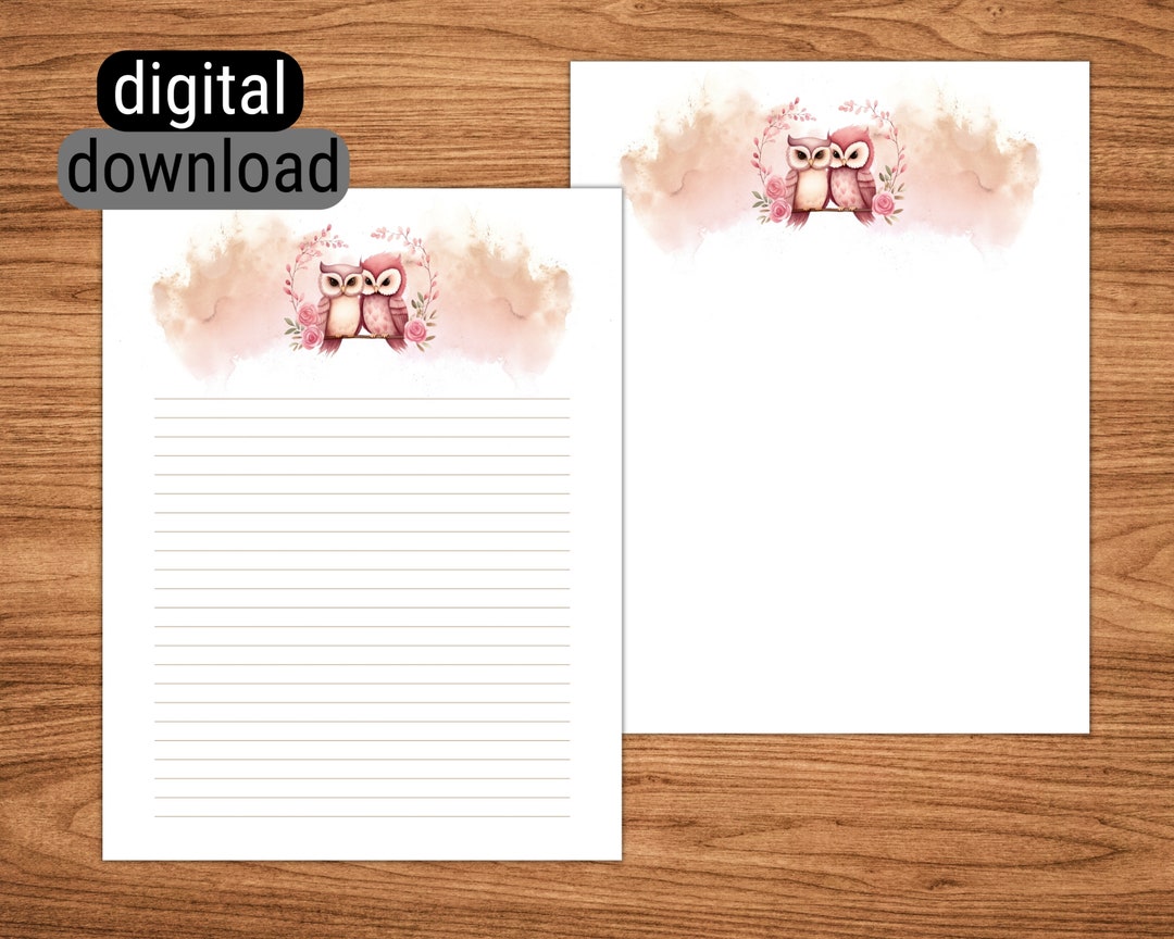Printable Lined Unlined Stationery Instant Download Notepaper 8.5"x 11 ...