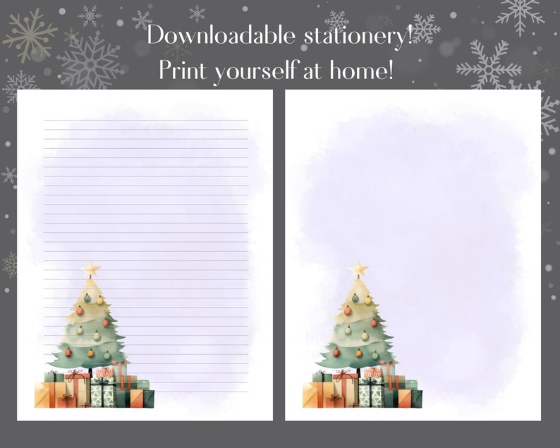 Printable Lined Unlined Holiday Stationery Instant Download Christmas ...