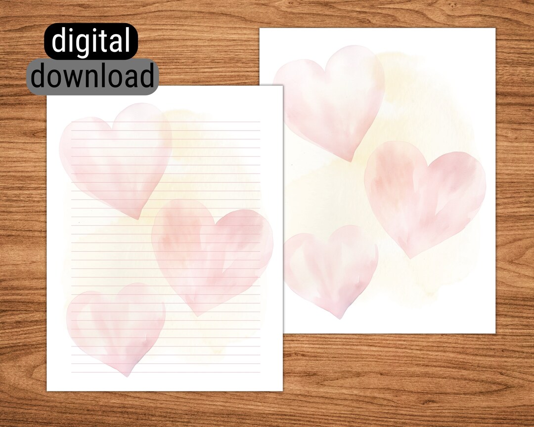 Printable Lined Unlined Stationery Instant Download Notepaper 8.5x 11 ...
