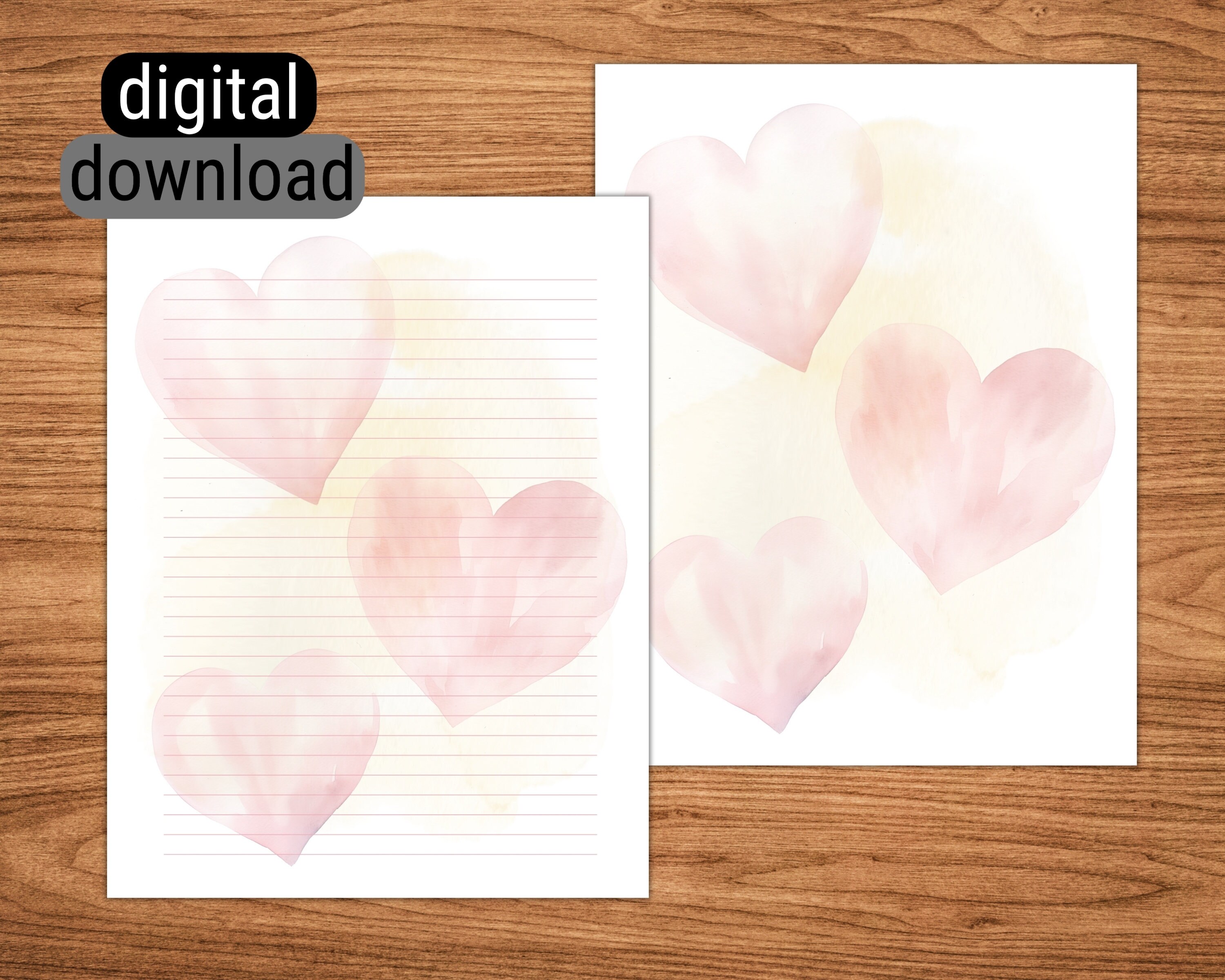 Printable Lined Unlined Stationery Instant Download Notepaper 8.5x 11 ...