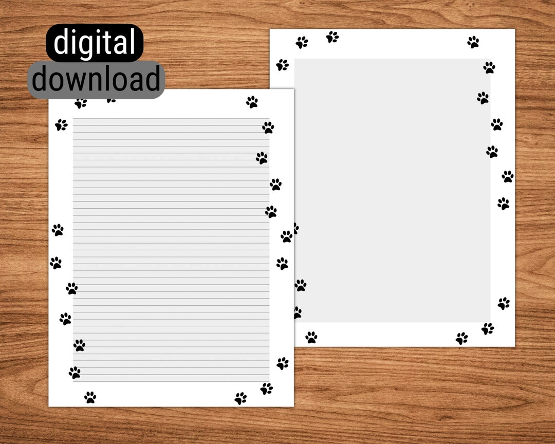 Printable Lined Unlined Stationery Instant Download Notepaper 8.5"x 11 ...