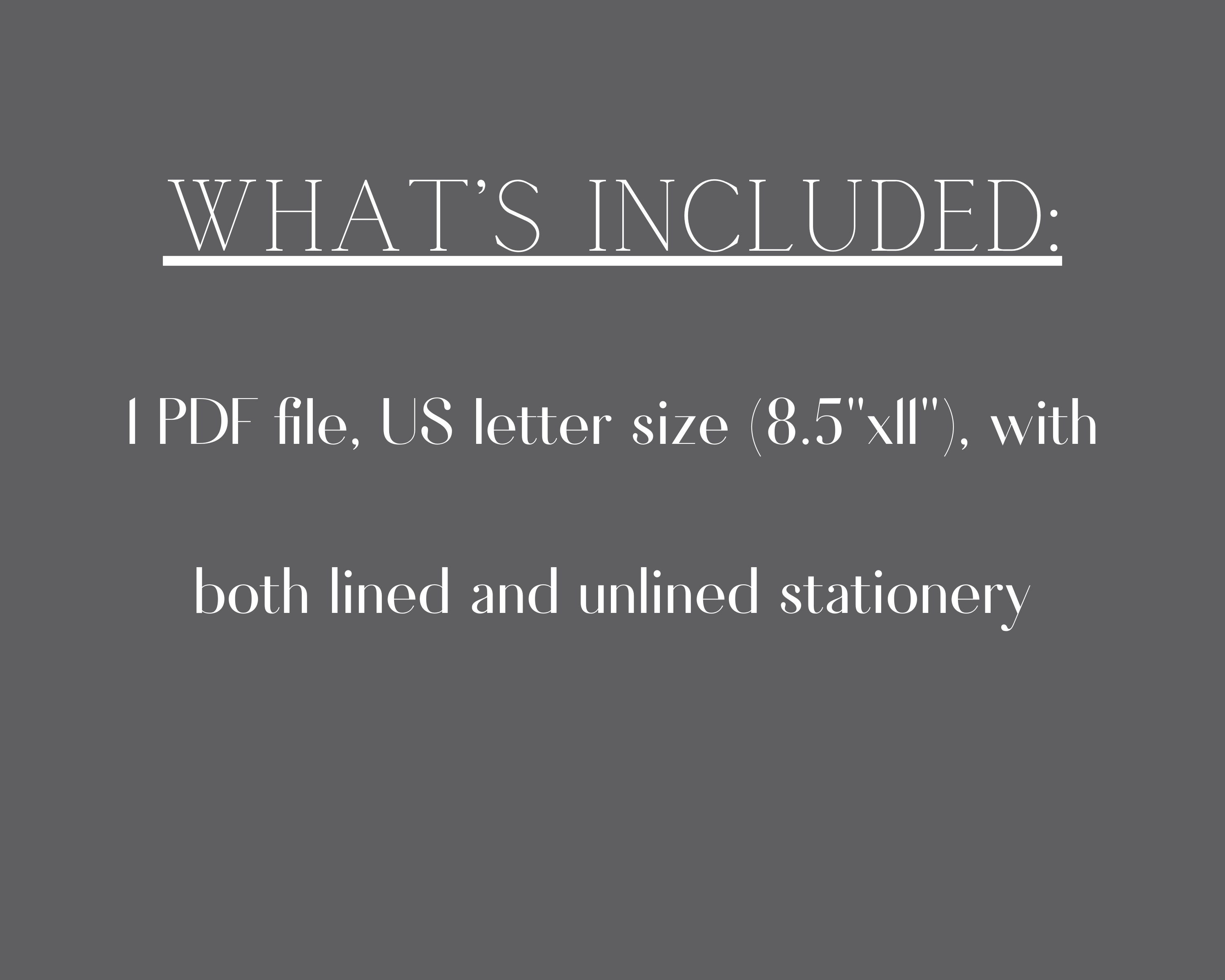 Printable Lined Unlined Stationery Instant Download Notepaper 8.5"x 11 ...