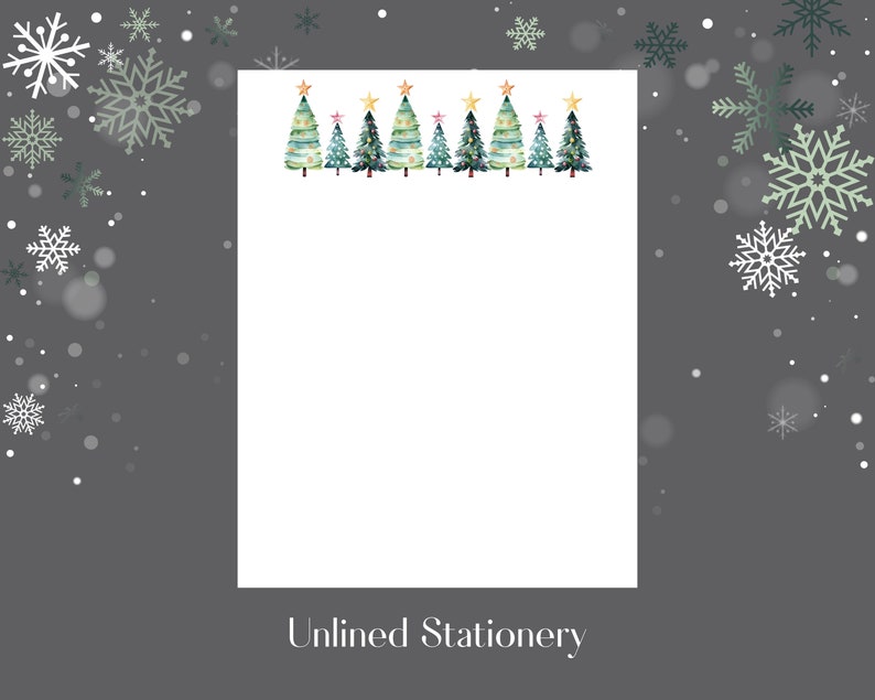 Printable Lined Unlined Holiday Stationery Instant Download Christmas ...