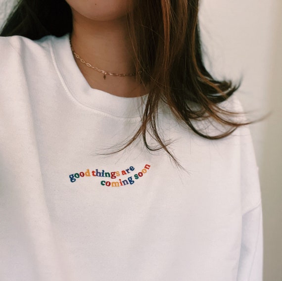 Embroidered Good Things Are Coming Soon Wavy Rainbow Unisex | Etsy