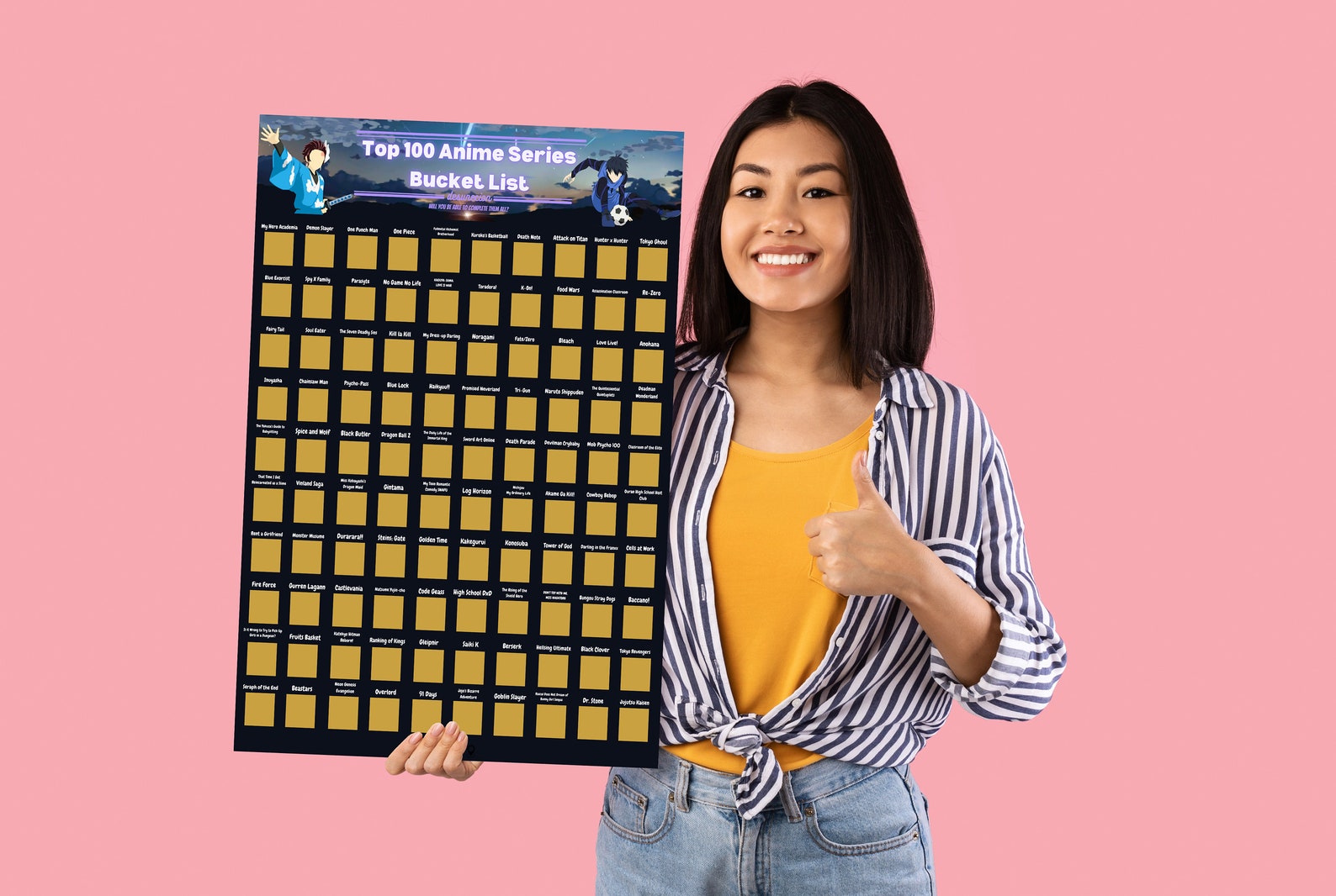 Top 100 Scratch off Anime Bucket List Poster - Etsy