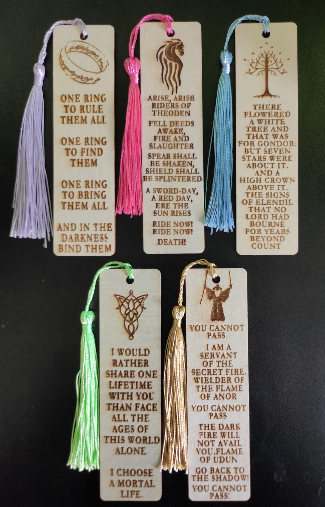 Lord of the Rings Wooden Bookmarks, Laser Engraved With Quotes From the ...