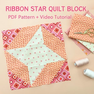 Variable Star Quilt Block PDF Pattern With Youtube Video // Learn to ...