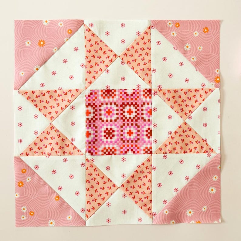 Four X Quilt Block PDF Pattern With Youtube Video // Learn to Quilt - Etsy