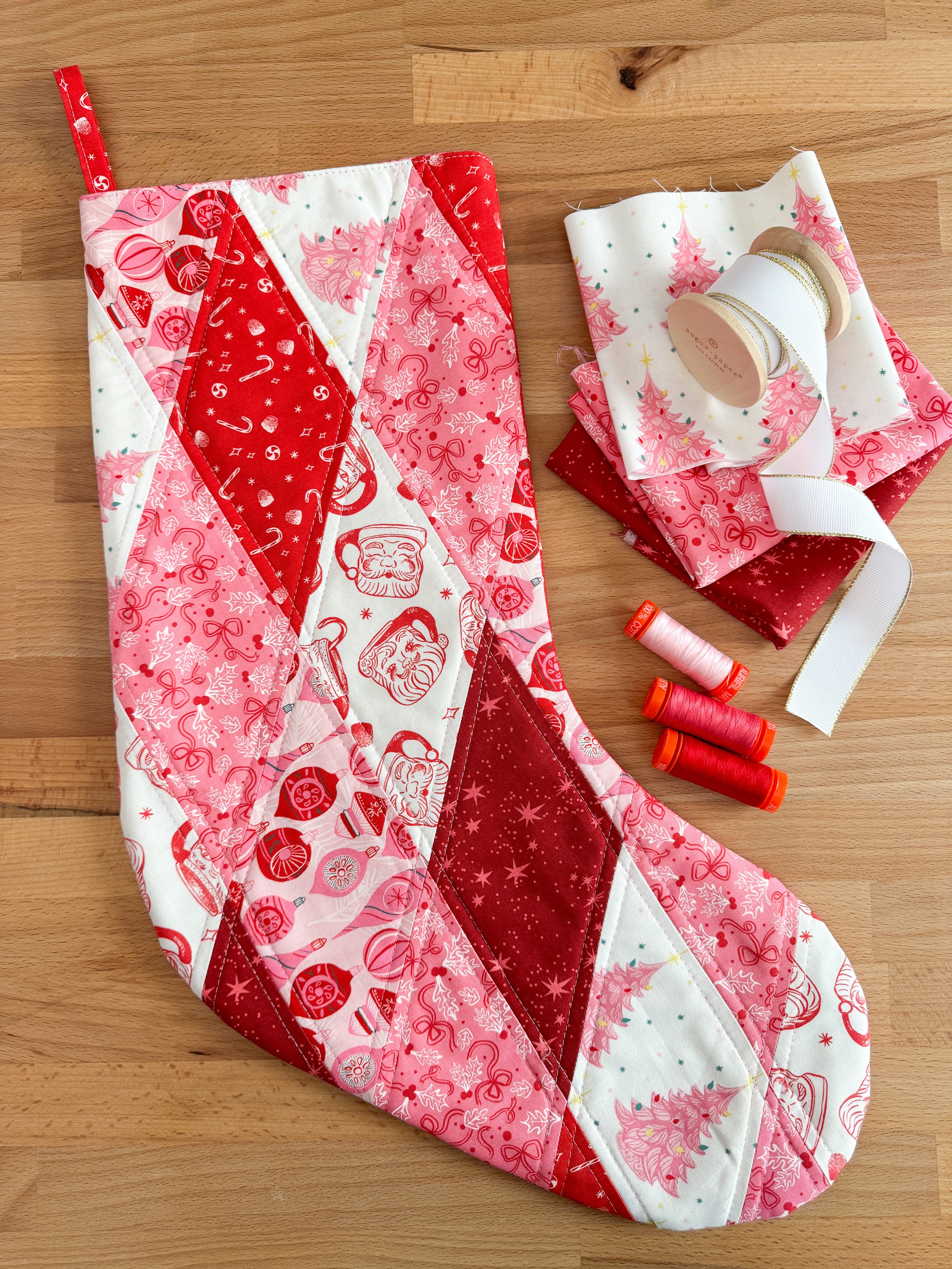 Diamond Quilted Christmas Stocking Pattern - Quilting Pattern - With ...