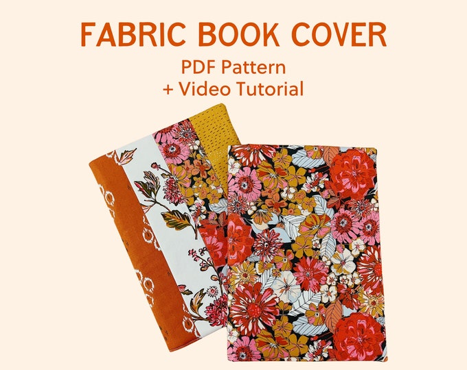 Adjustable Book Cover - Fabric Book Cover - Orange Book Cover - Fabric ...