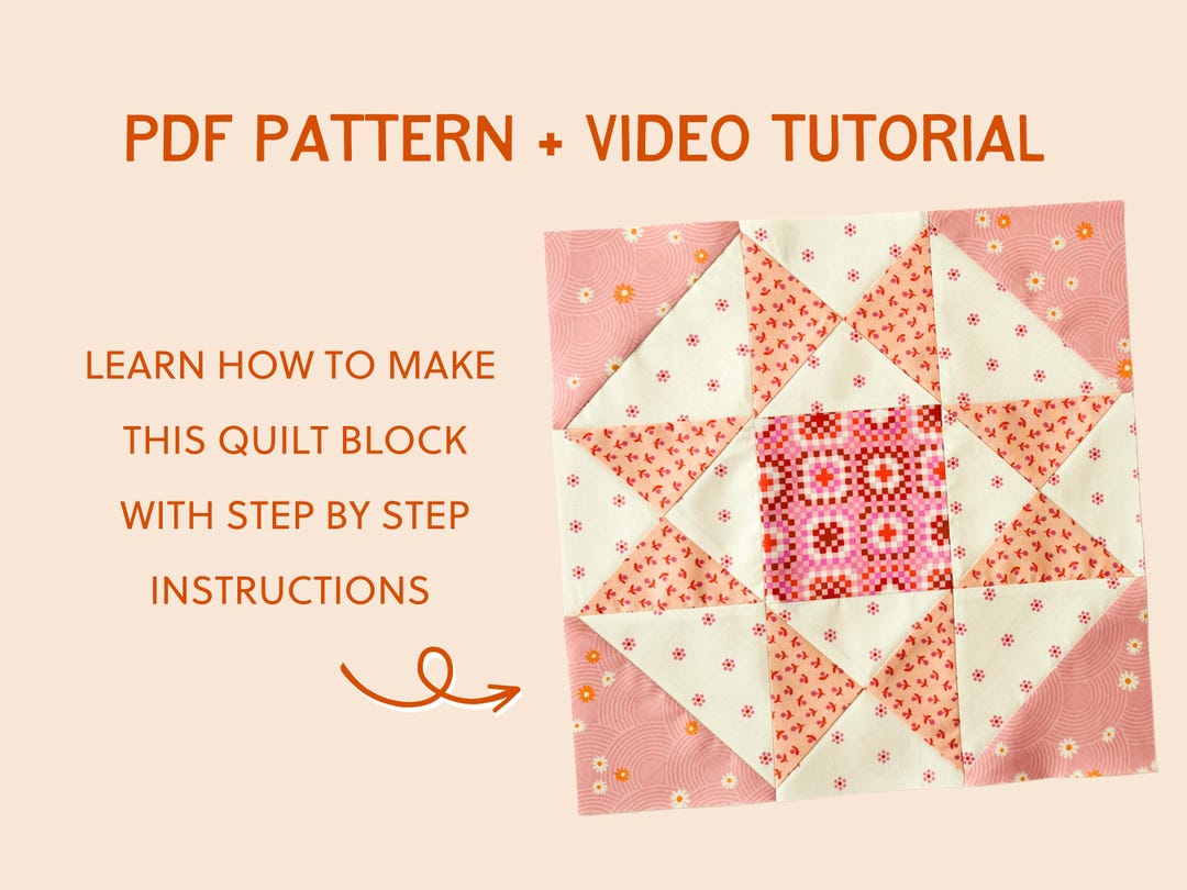 Four X Quilt Block PDF Pattern With Youtube Video // Learn to Quilt - Etsy