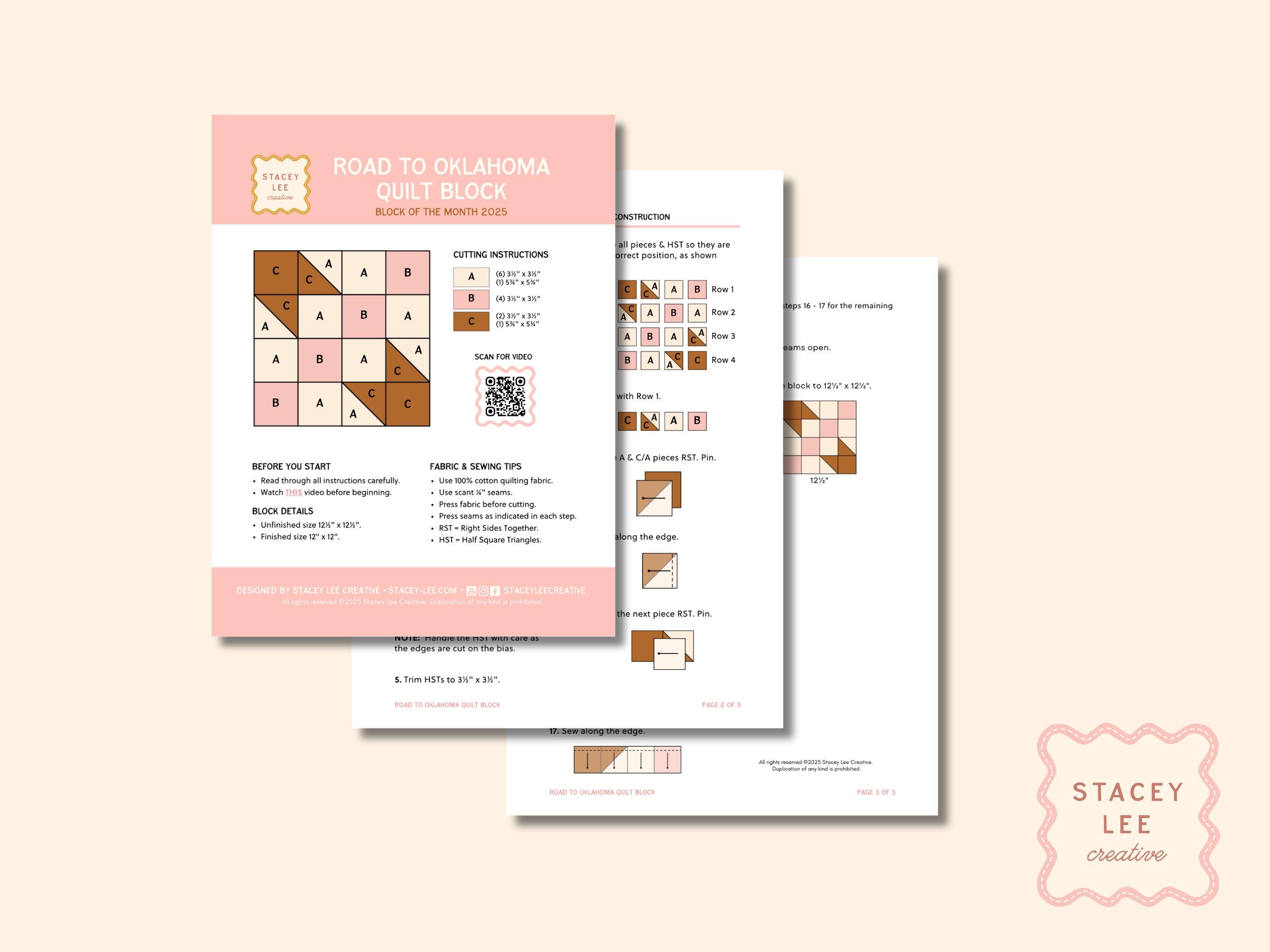 Road to Oklahoma Quilt Block Pattern – Classic Sampler Series (PDF ...