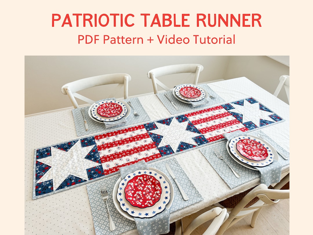 Stars and Stripes Quilted Table Runner Pattern – Patriotic Decor (PDF ...