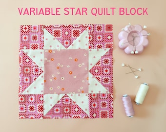 Variable Star Quilt Block PDF Pattern With Youtube Video // Learn to ...