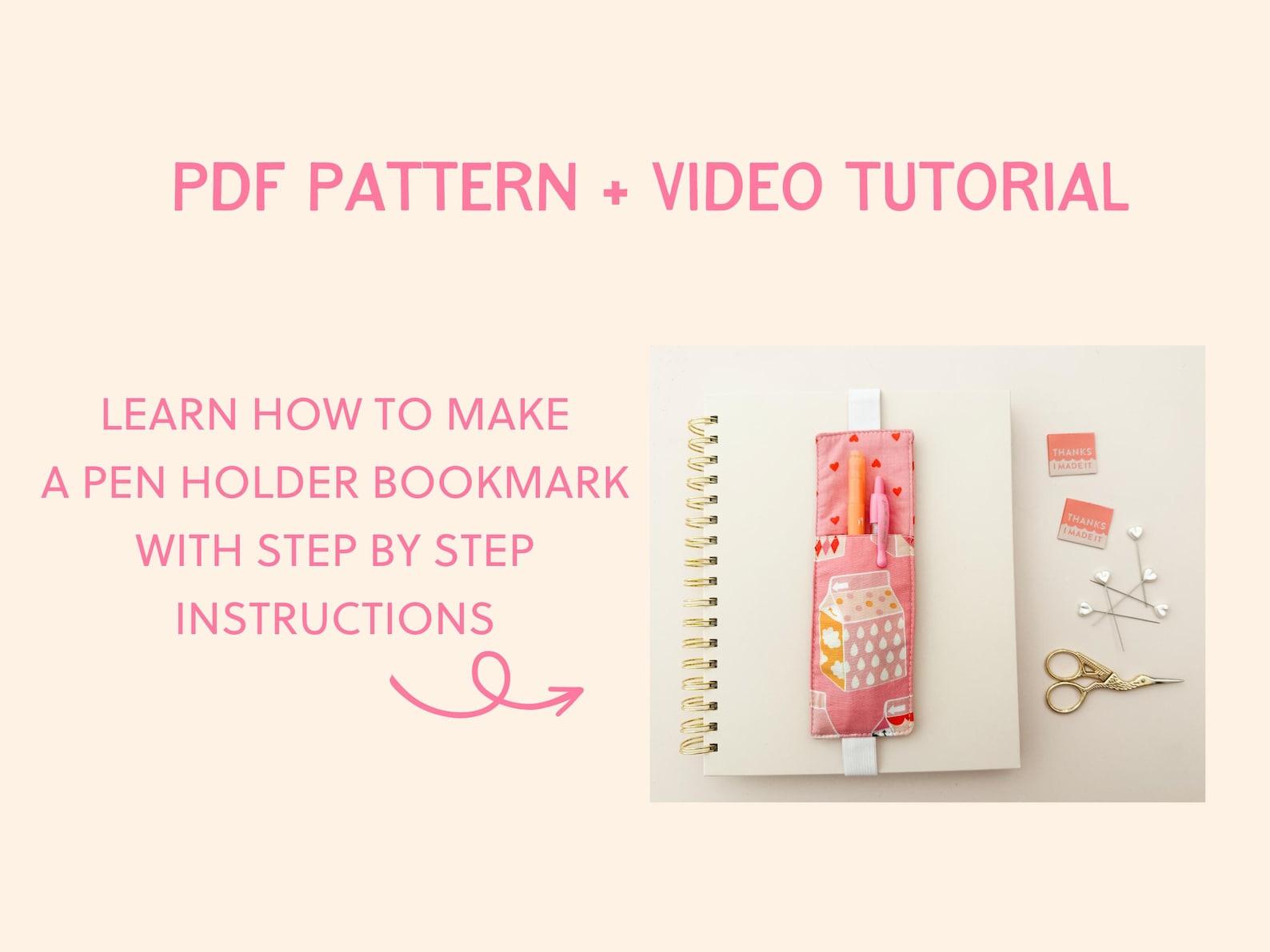 Fabric Pen Holder Bookmark Sewing Pattern With 3 Sizes – Beginner ...