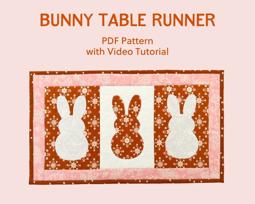 Bunny Table Runner // Beginner Friendly // Learn to Sew With Video Tutorial - Etsy