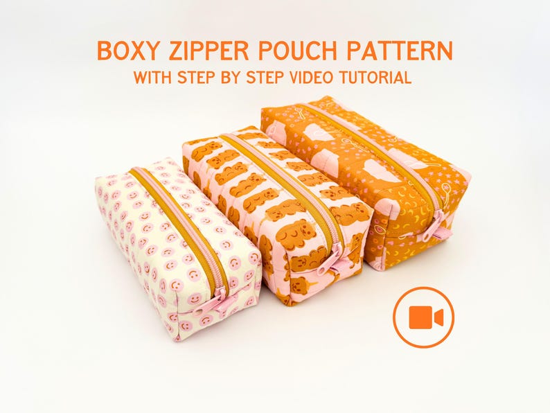 Boxy Zipper Pouch PDF Sewing Pattern – 3 Sizes With Step-by-step Video ...