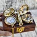 Set of Push Button Brass Pocket Watch,push Button Sundial Compass ...