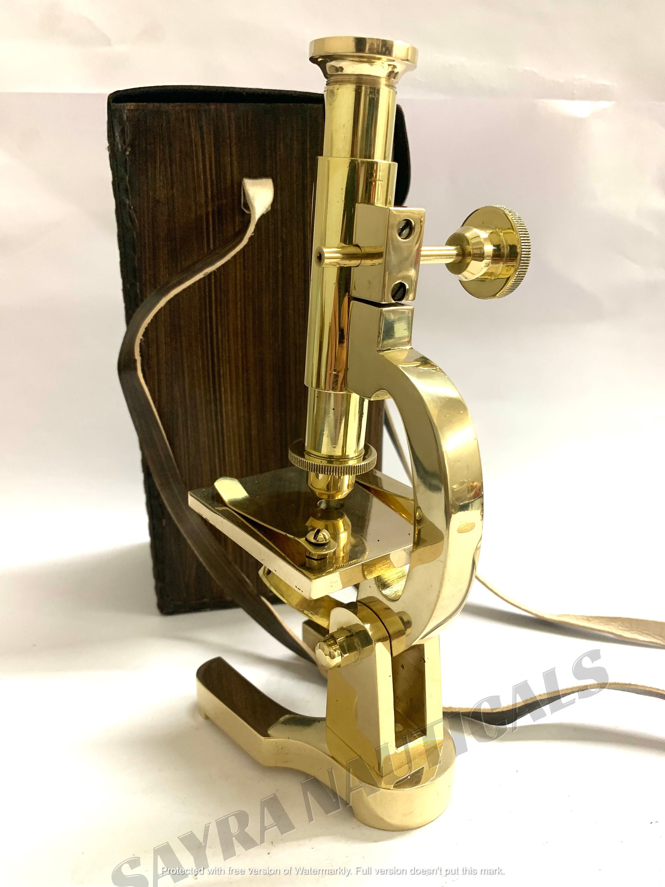 Brass Microscope Student Microscope 7 Inch Vintage Type With Leather ...