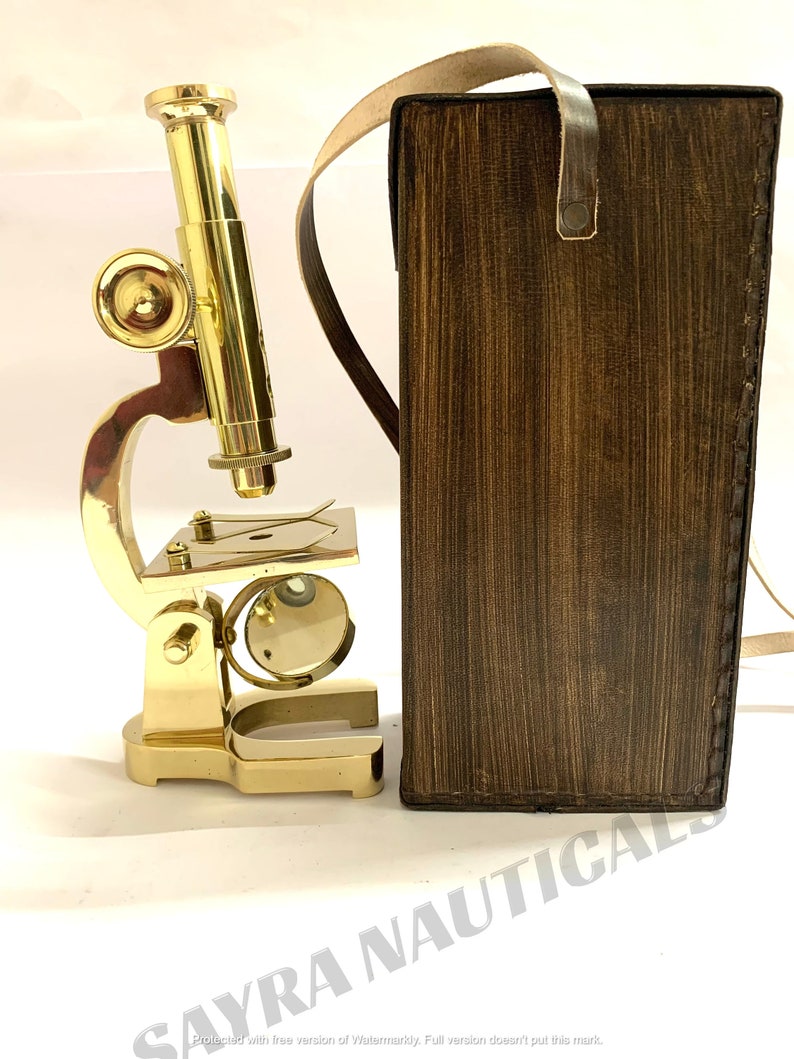 Brass Microscope Student Microscope 7 Inch Vintage Type With Leather ...