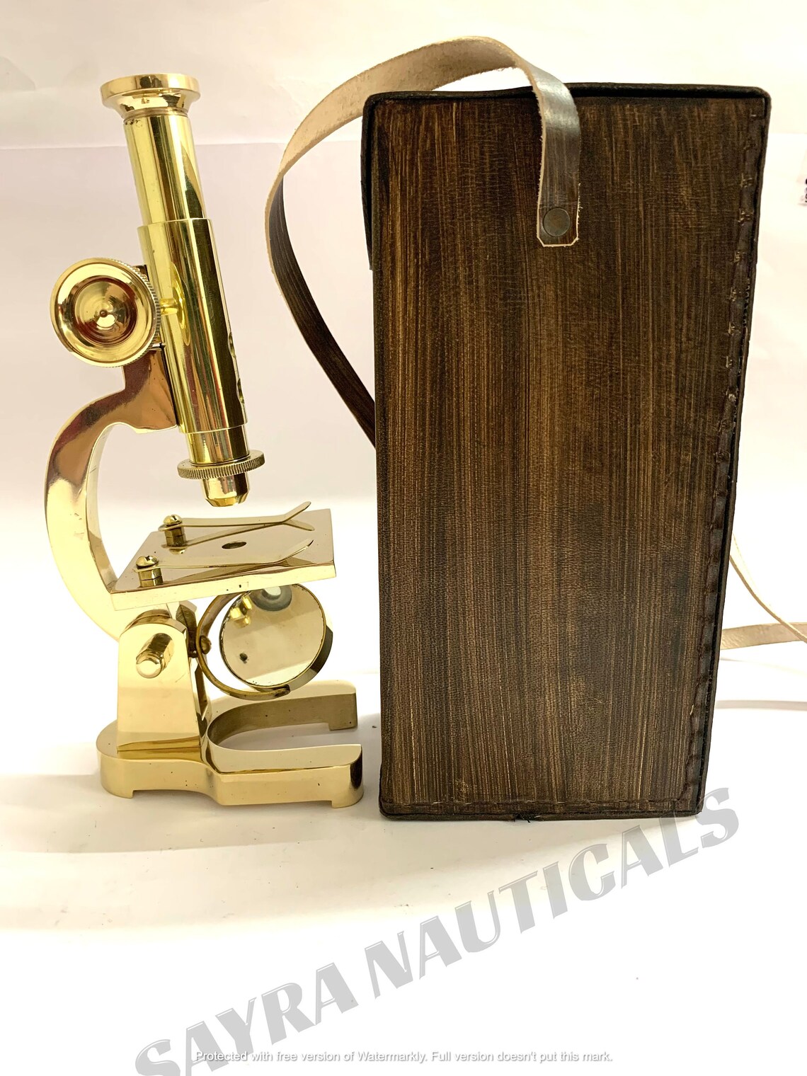 Brass Microscope Student Microscope 7 Inch Vintage Type With Leather ...