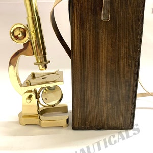 Brass Microscope Student Microscope 7 Inch Vintage Type With Leather ...