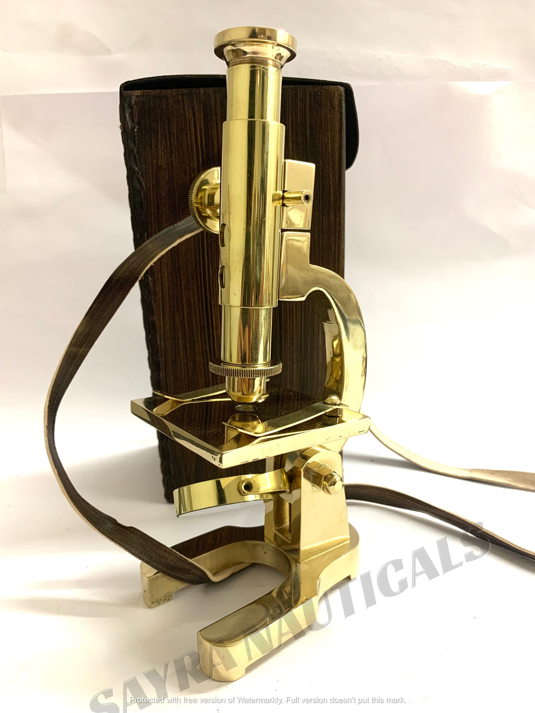 Brass Microscope Student Microscope 7 Inch Vintage Type With Leather ...